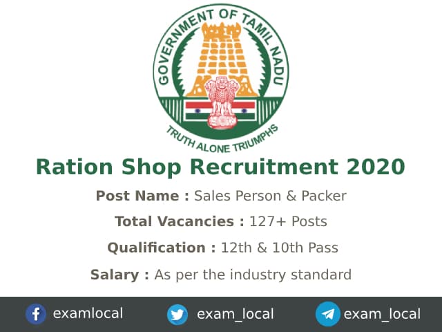 Ration Shop Recruitment 2020 | 127 Sales Person & Packer Jobs ...