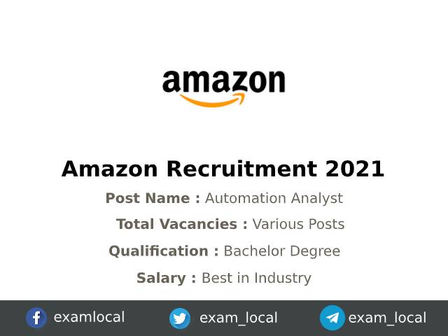 Amazon Recruitment 2021 | Various MBA Freshers Jobs - ExamLocal.in