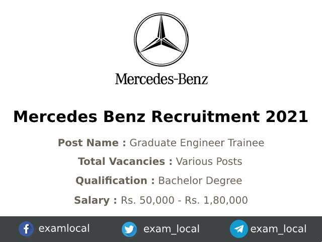Mercedes Benz Recruitment 2021 | Various Graduate Engineer Trainee Jobs ...