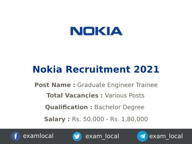Nokia India Recruitment 2021 | Various Graduate Engineering Trainee ...