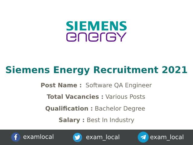 Siemens Energy Recruitment 2021 | Various Software QA Engineer Jobs ...