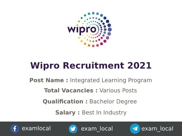 Wipro Recruitment 2021 | Various Work Integrated Learning Program 2021 Jobs - ExamLocal.in