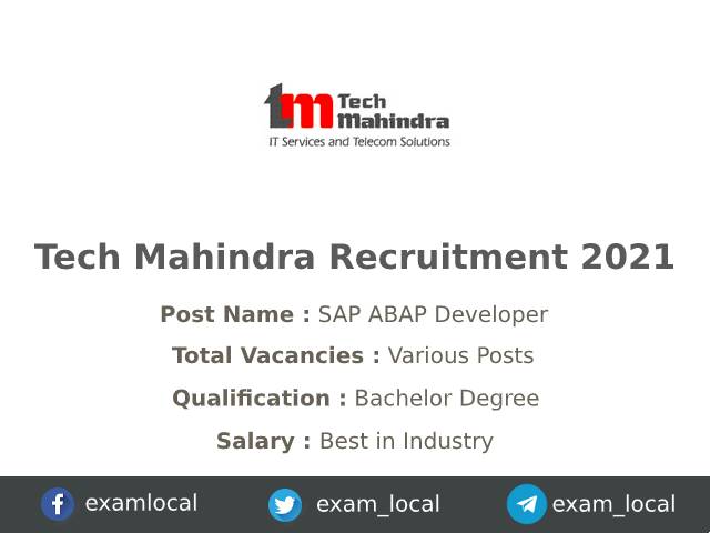 Tech Mahindra Recruitment 2021 | Various SAP ABAP Developer Jobs ...