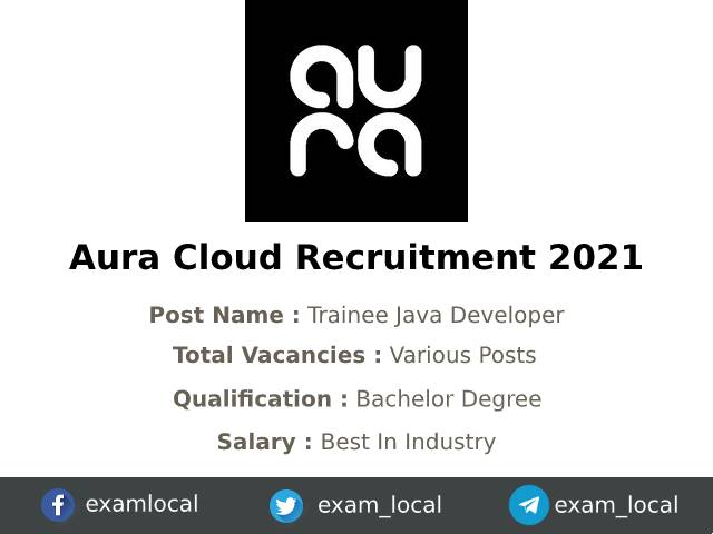 Aura Cloud Recruitment 2021 | Various Trainee Java Developer Jobs - ExamLocal.in
