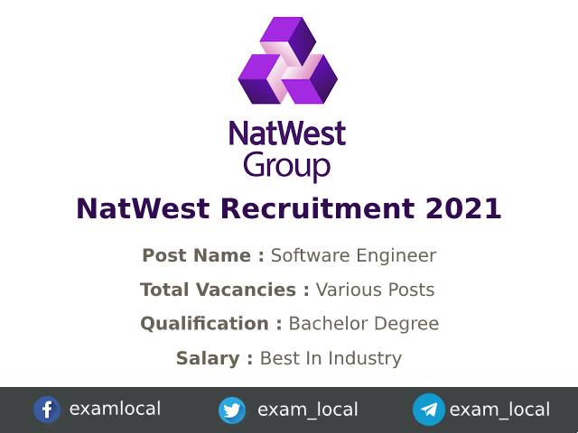 NatWest Recruitment 2021 | Various Software Engineer Jobs - ExamLocal.in