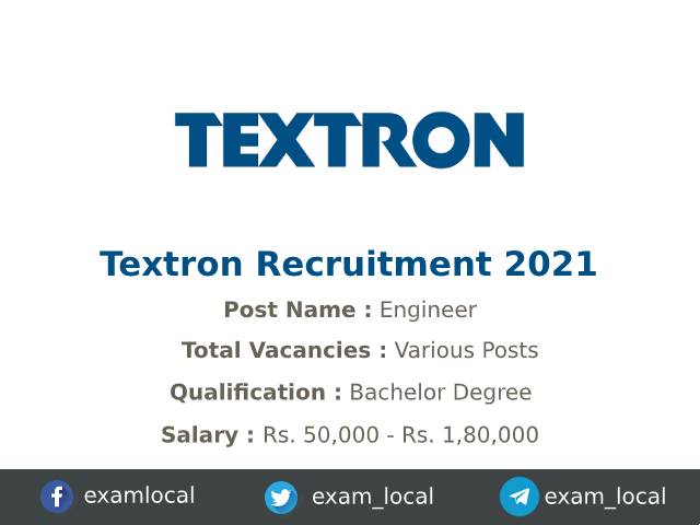 Textron Recruitment 2021 | Various Engineer Jobs - ExamLocal.in