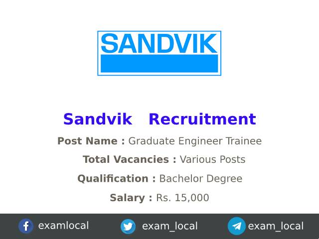 Sandvik Asia Recruitment 2022 | Various Graduate Engineer Trainee Jobs ...