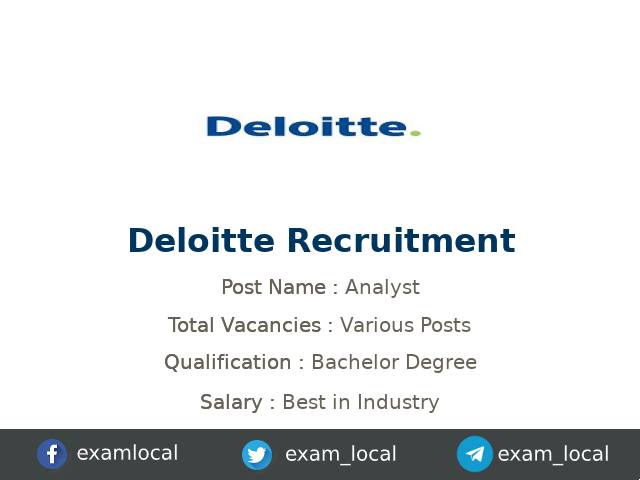 Deloitte Recruitment 2022 | Various Analyst Jobs - ExamLocal.in