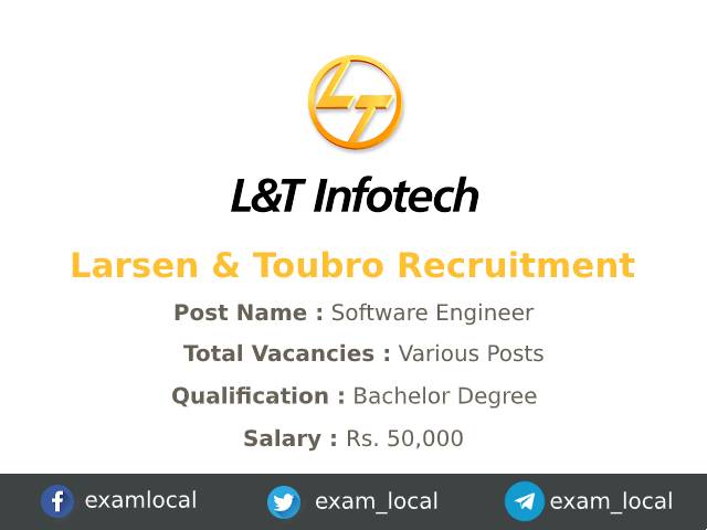 Larsen & Toubro Recruitment 2022 | Various Specialist Software Engineering Jobs - ExamLocal.in