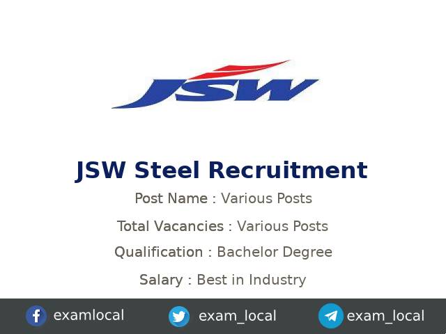 JSW Steel Recruitment 2023 | Various Shift Engineer - SMS Jobs ...