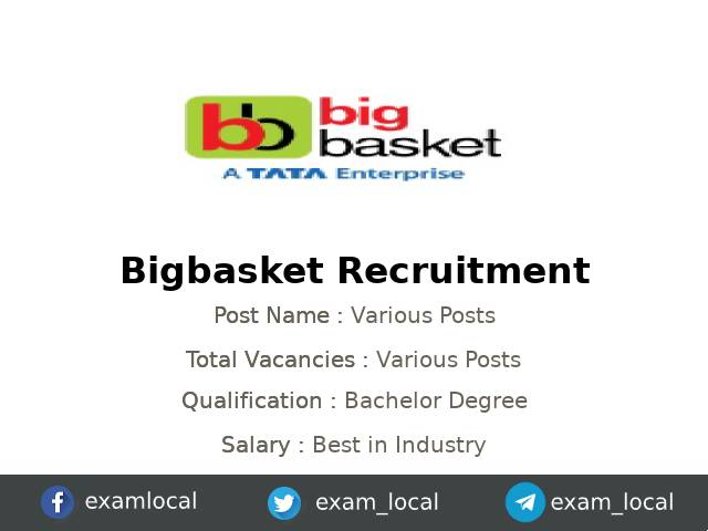 Bigbasket Recruitment 2025 | Various Store Incharge Jobs - ExamLocal.in
